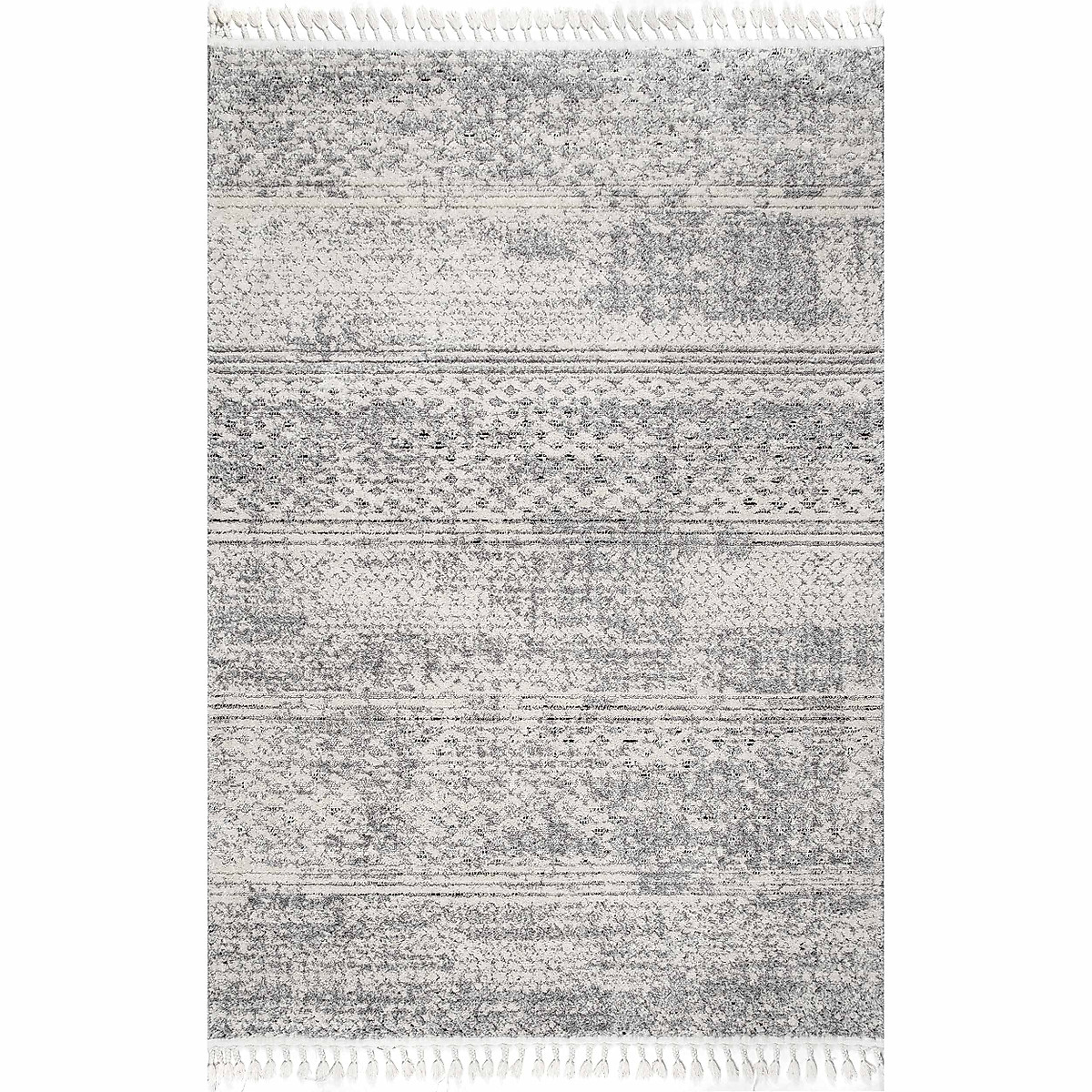 nuLOOM Lira Textured Geometric Tassel Area Rug, 4x6, Grey