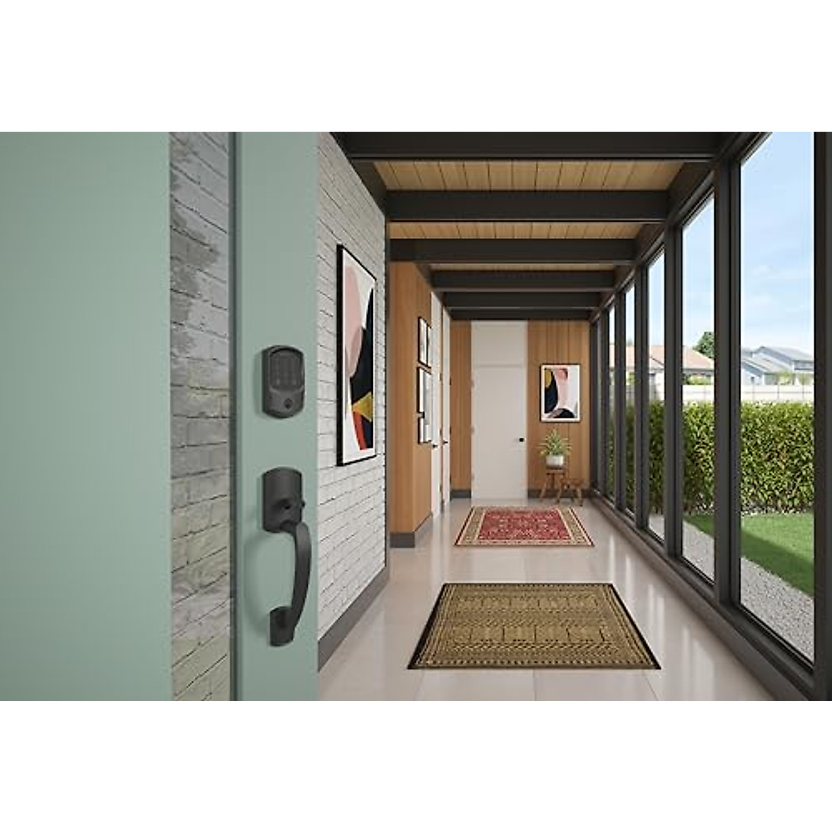 Schlage F58 GRW 622 Greenwich Single Cylinder Exterior Entrance Handleset, Matte Black (Exterior Half Only)