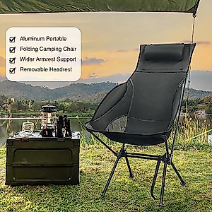 WTVIDAS Folding Camping Chair, High-Back Ultralight Aluminum Camp Chair with Removable Pillow,Oversize Backpacking Chair for Festivals Fishing Picnic and Hiking,Breathable Outdoor Camp Chair