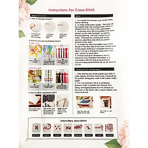 MONDART Stamped Cross Stitch Kit A Full Range of Embroidery Starter Kits for Beginners-Butterfly Love Flower 18 (Printed Cloth 11CT, 14.17×17.32-inch)