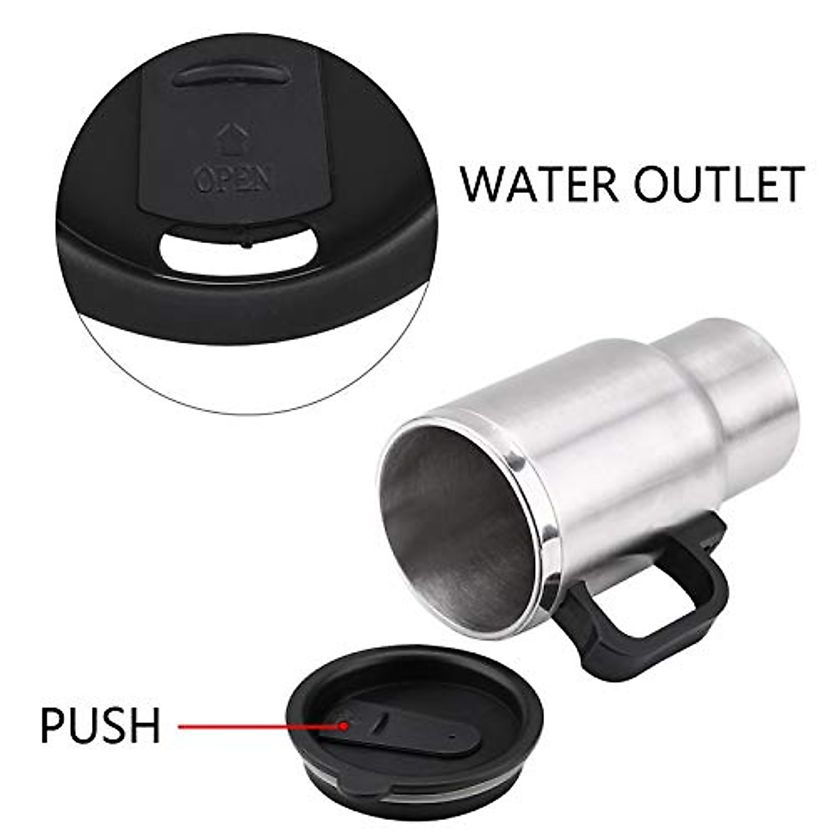 12V Car Kettle, Portable 450ml Car Kettle Boiler Stainless Steel Electric Kettle Heating Travel Cup Coffee Mug, Electric Teapot Quick Boiling