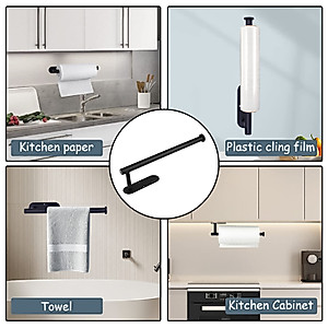 CXDCYN Thickened Paper Towel Holder - SUS304 Stainless Steel Paper Towel Holder Wall Mount, Self-Adhesive or Drilled, Under Cabinet Paper Towel Holder for Kitchen, Bathroom, Storeroom，Black 1-Pack