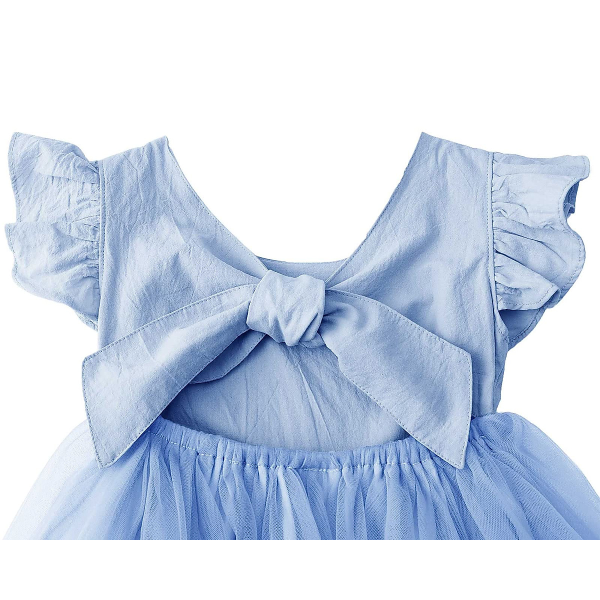 Dutebare Toddler Girls Tulle Tutu Dress Linen Ruffle Tie Back Sleeveless Kids Princess Party Dresses 829 Blue 80