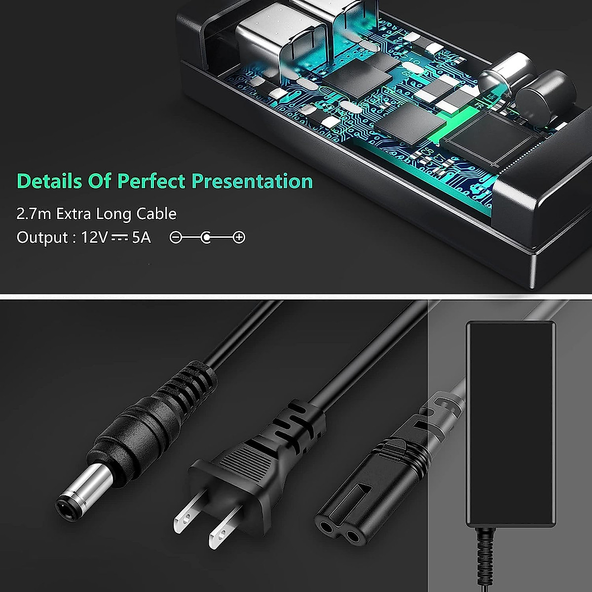 FITE ON 12V AC Adapter Replacement for Sceptre Monitor 32" 30" 27" 24" 22" 20" 19" 15" E248W-19203R E22 E248W E225W E205W E275W Screen LED-Lit & Supersonic Monitor Power Supply Cord Charger