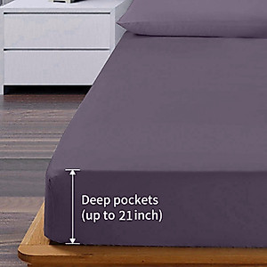 EaseHome Dark Purple Full Size Bed Sheet Set -Deep Pocket to 18 inches Mattress 4 Piece - Premium Bedding Sheets & Pillowcases Collection - Extra Soft