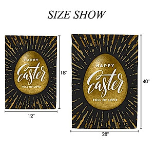 My Little Nest Seasonal Garden Flag Happy Easter Golden Egg Double Sided Vertical Garden Flags for Home Yard Holiday Flag Outdoor Decoration Farmhouse Banner 28"x40"