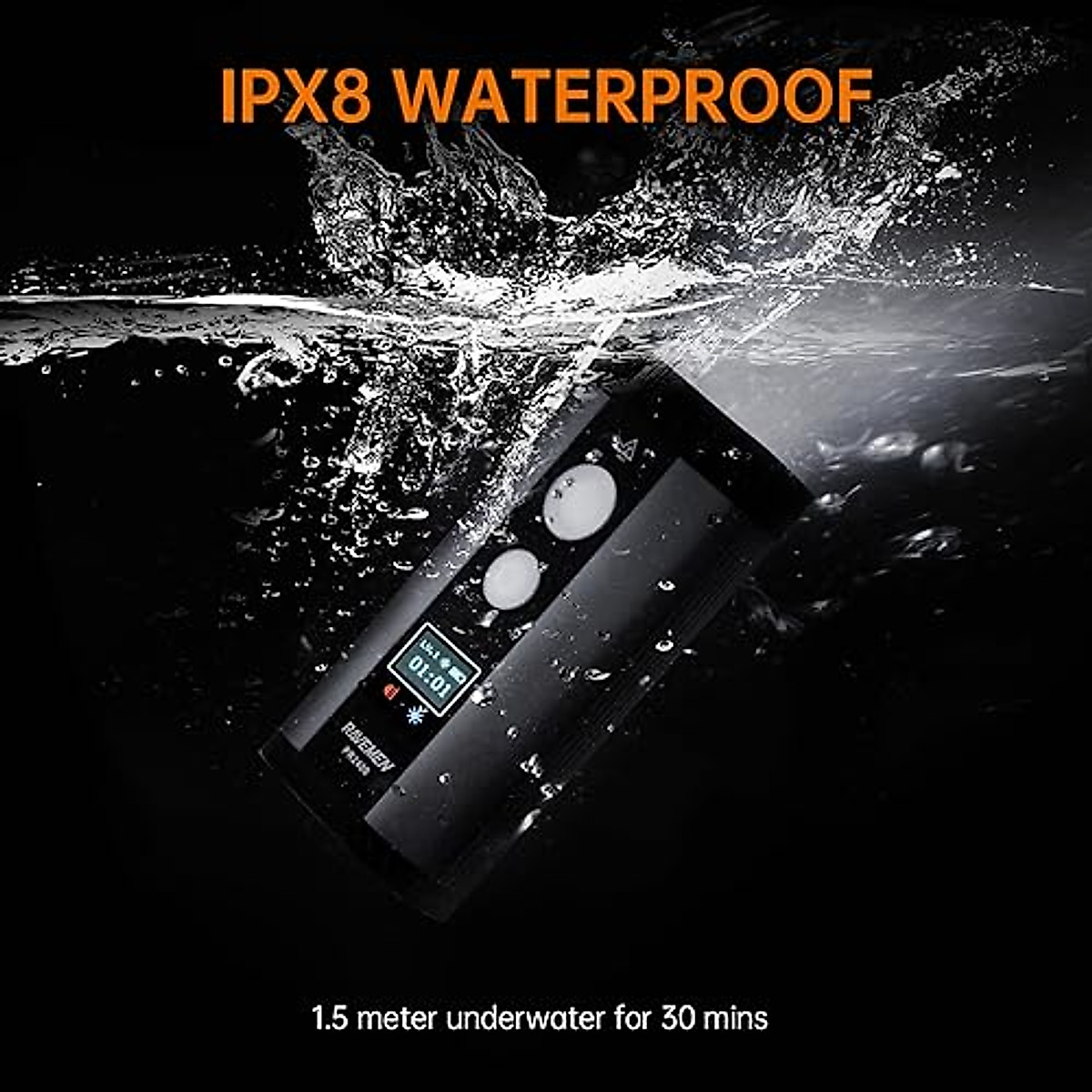 RAVEMEN PR2400 Bike Light for Mountain Biking, 2400 Lumens Bike Headlight with OLED Runtime Display, USB Output, Far Reaching High Beam, Anti-glare Low Beam, IPX8 Waterproof