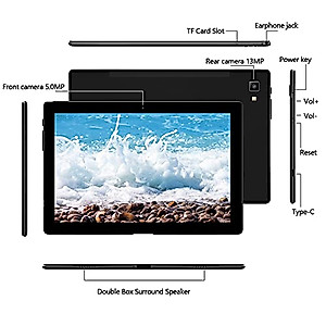 Android Tablet 10 Inch, Octa-Core, 5G WiFi Andriod OS Tablets with 5MP+13MP Dual Camera, 2GB+32GB Storage, 128GB Expand, Support Wireless Keyboard and Mouse, GPS, Bluetooth 5.0, FM (Black)