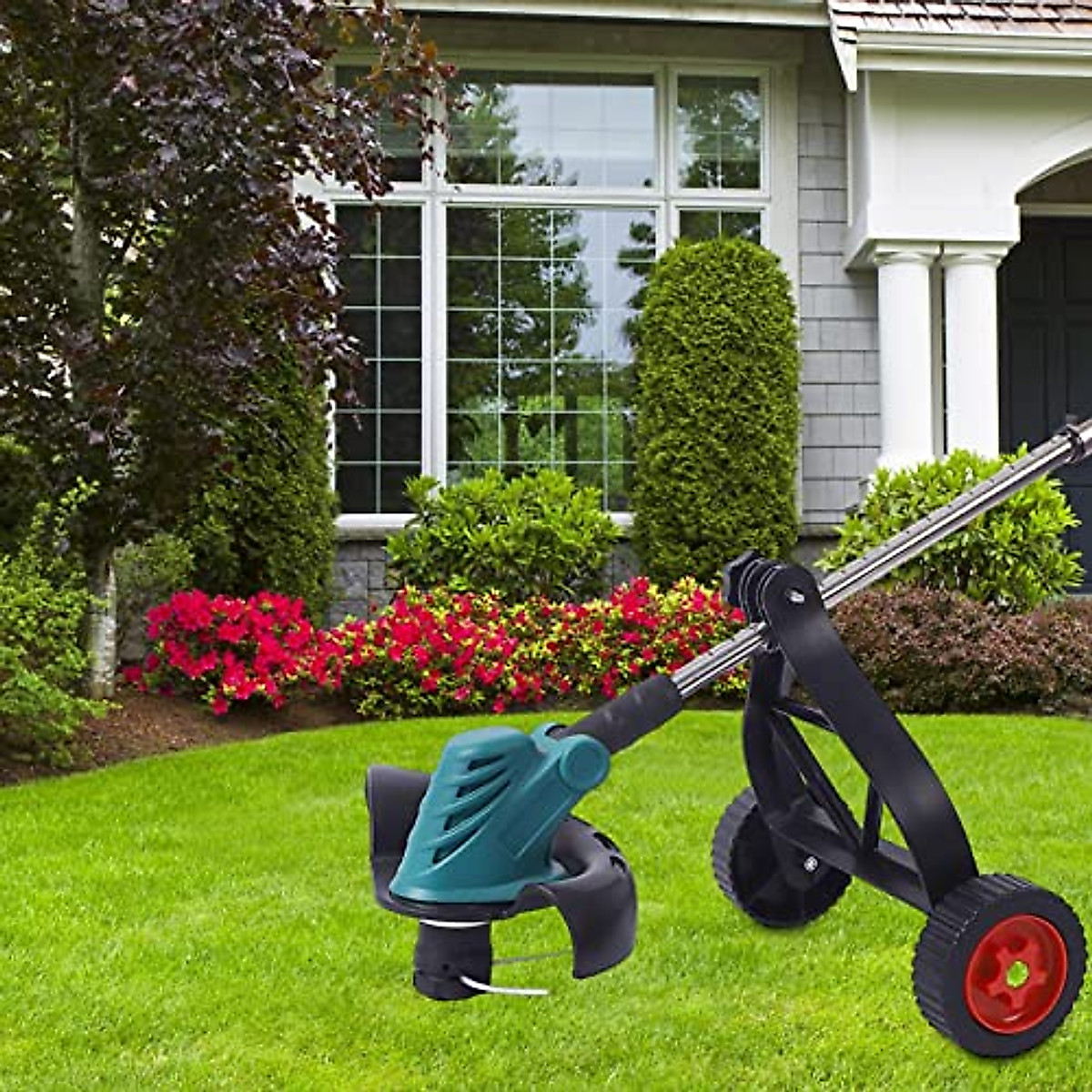 FEBUD Universal String Trimmer Wheel for Cordless Grass Eater, Adjustable Support Auxiliary Wacker Attachment