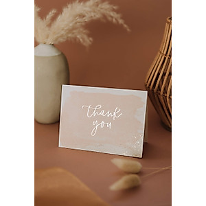 Thank You Cards | 48 Blank Gold Foil Watercolor- Baby & Bridal Shower, Graduation, Wedding