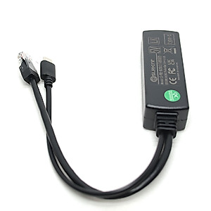 DSLRKIT Gigabit USB Type C Active PoE Splitter 48V to 5V IEEE802.3af Power Over Ethernet for Raspberry Pi 4 4B