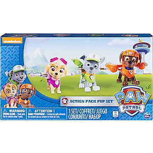 Paw Patrol Action Pack Pups Figure Set, 3pk, Skye, Zuma, Rocky, Multicolor