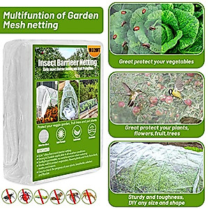 Cludoo 67pcs Garden Mesh Netting Kit,6 Sets Wide Garden Hoops with 10x20 ft Garden Covers Bird Netting& 12 Clips, Garden Protection for Raised Beds Greenhouse Vegetable Plants Flowers Animals