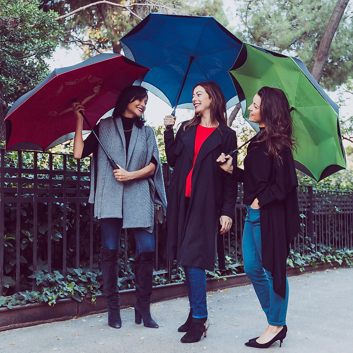 The Inversa Large 48" Reverse Self Standing Windproof Inverted Reversible, Double Layer Canopy Lightweight Travel Umbrella For Women and Men, Portable Umbrella Reverse Close - Royal Blue