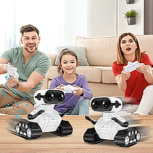 AOVIKOOD Rechargeable RC Robot Toy for Boys and Girls, Robot Toys with Music and LED Eyes, Develops Motor Skills, Creativity, and Intelligence, Gifts for Children Age 3-12