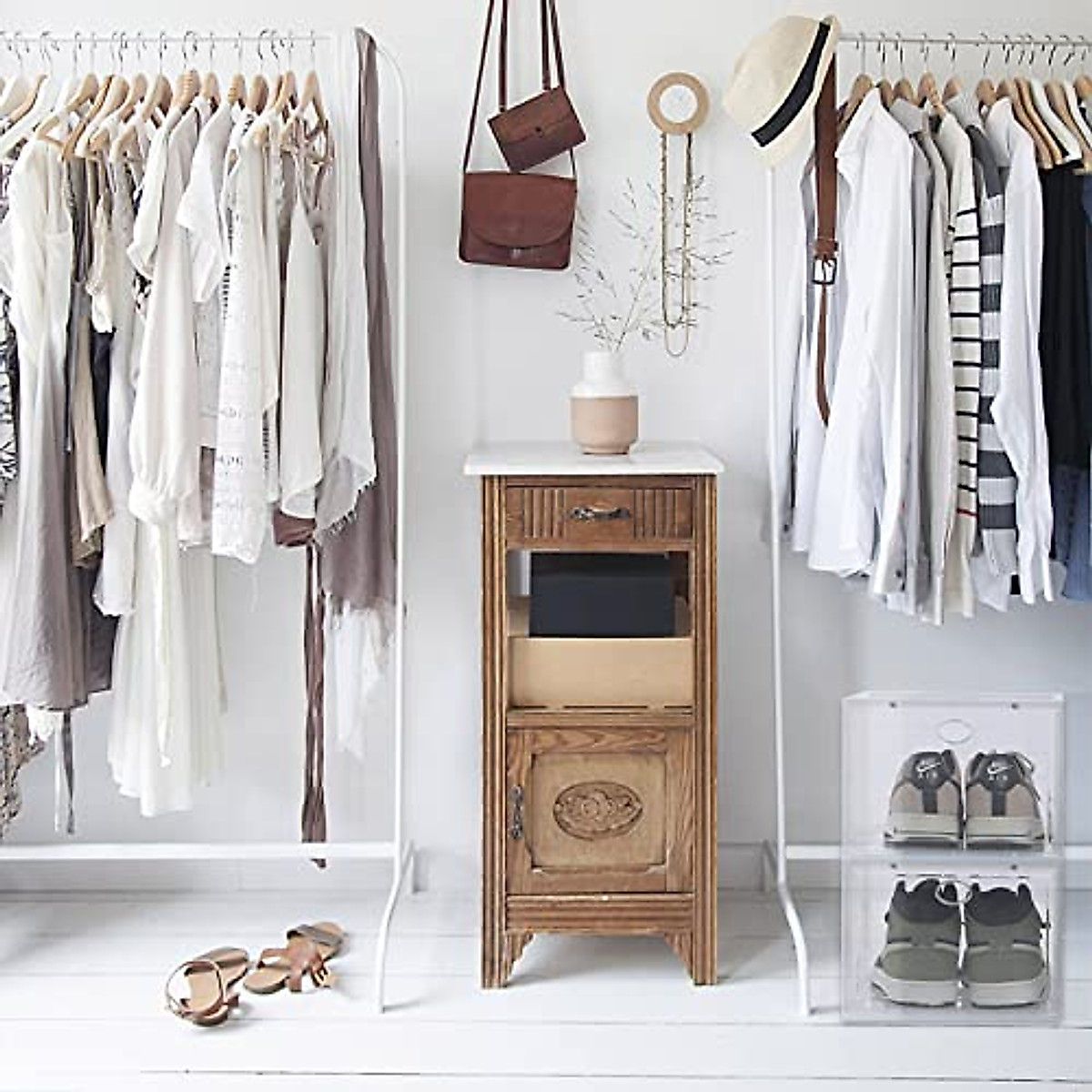 OMOPIN Shoe Boxes Clear Plastic Stackable, Drop Front Shoe Box, 6 Pack Shoe Storage Boexes, Sneaker Storage Shoe Containers for Size 12