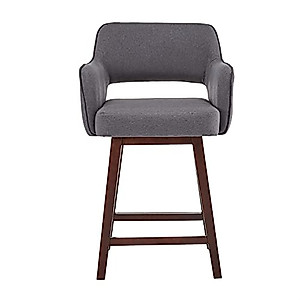 CangLong Mid-Century Modern Open Back Upholstered Chair Kitchen Counter Height Stool, Set of 1, Dark Grey
