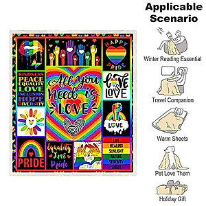 Juirnost Pride Gifts,Rainbow Blanket, Pride Blanket,LGBT Blanket,LGBT Pride Gifts for Rainbow,Gay,LGBTQ, Lesbian, Transexual, Friends, Besties, Gay Pride Plush Throw Blanket Gift for Bed Sofa 50"x60"
