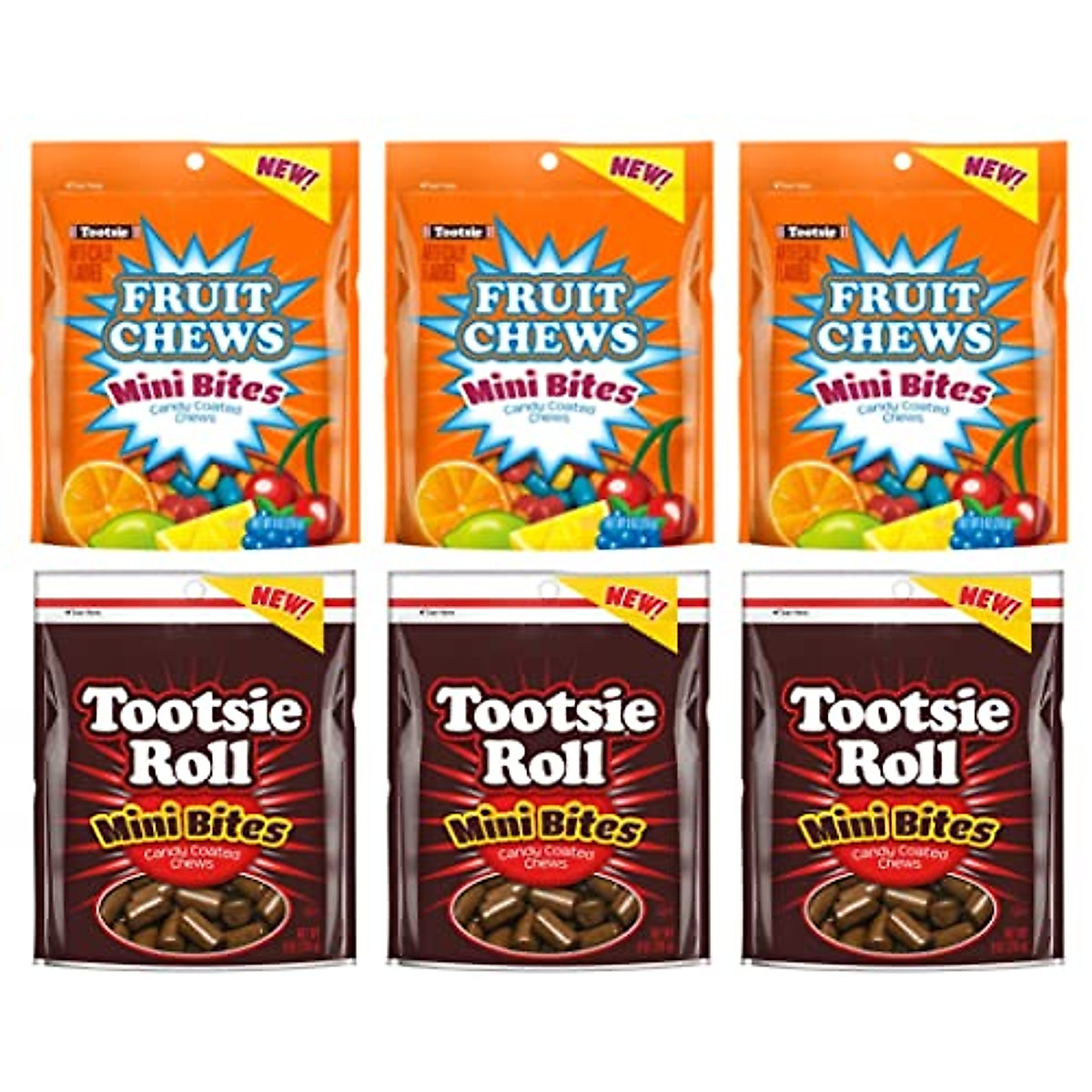 Tootsie Mini Bites Snack Peak Gift Box; 6 (9 oz) bags – Original and Fruit Chews