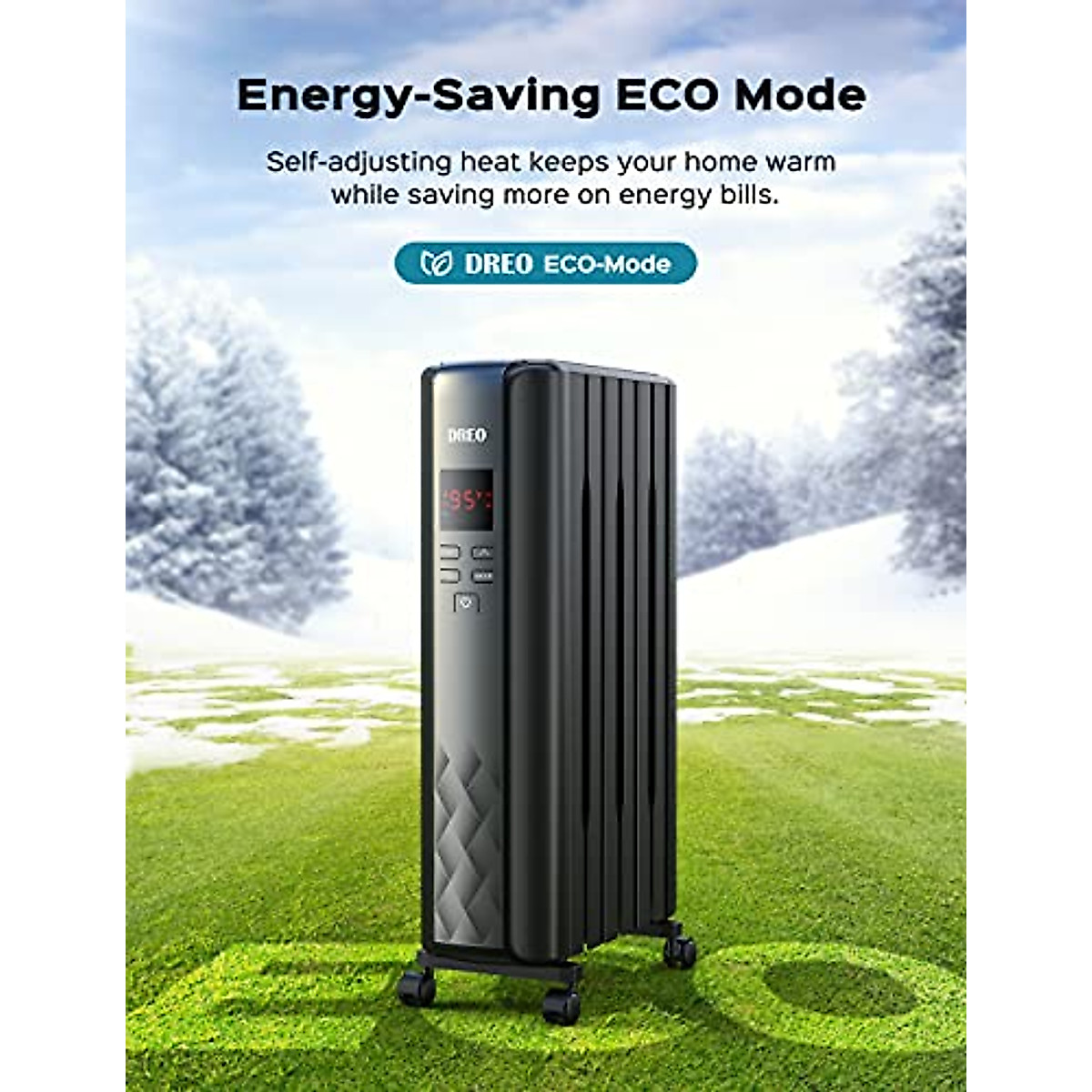 Dreo Radiator Heater, Upgrade 1500W Electric Portable Space Oil Filled Heater with Remote Control, 4 Modes, Overheat & Tip-Over Protection, 24h Timer, Digital Thermostat, Quiet, Indoor