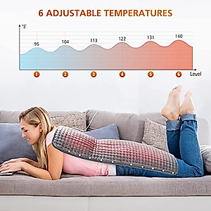 Snailax Heating Pad & Foot Warmer, 17"x33" Electric Large Heating Pads for Back Pain Muscle Pain Relief, Dry & Moist Heat Option, 6 Temperature Settings & Auto Shut Off, Washable, Grey