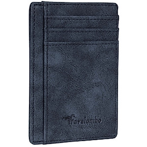 Travelambo Slim Wallet Front Pocket Minimalist Leather RFID Blocking Medium Size