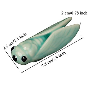 EORTA 4 Pcs Chopstick Rests Cute Ceramic Cicada Shaped Knife Rests Chopsticks Holder for Home Decor, Dinner, Restaurant, Gift, Crafts, 7.5 cm