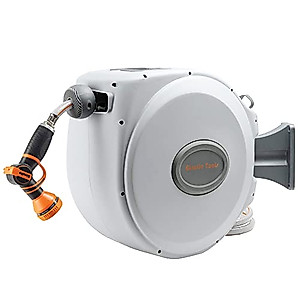 Giraffe Retractable Garden Hose Reel with 5/8" x 60ft+5ft Water Hose 180° Swivel Bracket, Any Length Lock