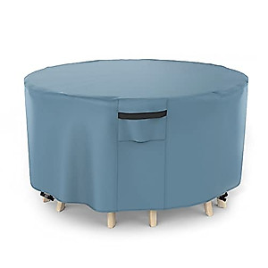 MUTUSHI Round Patio Furniture Covers Waterproof, 110" Dia x 28" H, Outdoor Furniture Cover, Heavy Duty Patio Covers for Table and Chairs, Round Outdoor Dining Set Cover -Twilight Blue