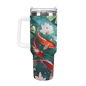 Japanese Fish Tumbler with Handle Travel Mug Water Bottle Tea Coffee Cup White-style