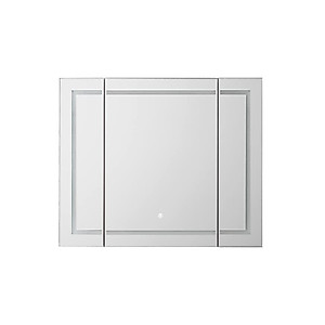 AQUADOM Royale Plus LED Medicine Mirror Cabinet 36in x 30in x 5in 3 Doors, Recessed Surface Mounted, Defogger, LED 3X Makeup Mirror, Electrical Outlets, Interior LED Light
