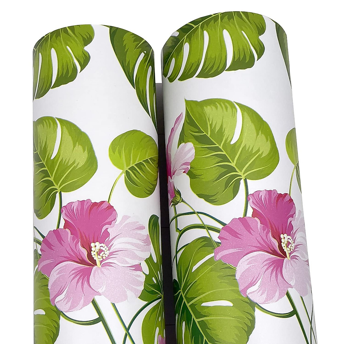 SimpleLife4U Hawaii Flower Style Furniture Paper Self-Adhesive Shelf Liner Makeup Jewelry Cabinet Decor 17.7 Inch By 9.8 Feet