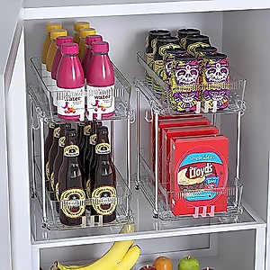 NIHEHAG 2 Tier Clear Under the Sink Organizer-Slide-Out Bathroom Cabinet Organizer With Hook/Cup/Dividers Acrylic Under Bathroom Sink Organizer and Storage for Medicine, Kitchen, Pantry, Cabinet