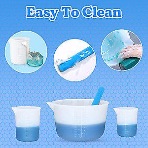 LET'S RESIN Silicone Measuring Cups,Resin Supplies with 600ml/20oz&100ml Thickening&Polishing Resin Mixing Cups,Easy to Clean,Silicone Stir Sticks,Silicone Cups for Epoxy Resin Mixing
