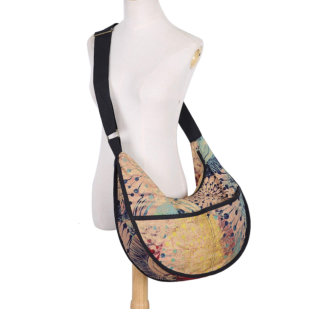 OPQRSTU Womens Hippie Large Sling Shoulder Boho Handbag canvas Crossbody Bags (Purple)