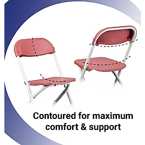 TentandTable Kids Size Poly Plastic Chairs with Metal Frame - Heavy Duty 220 lbs. Capacity - Lightweight & Stackable Folding Chair for Classroom Desk & Tables, Event, Banquet, Wedding (4 Pack, Red)