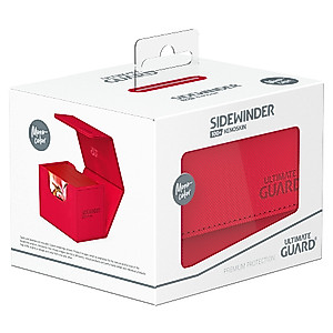 Ultimate Guard Sidewinder 100+, Deck Box for 100 Double-Sleeved TCG Cards, Red, Magnetic Closure & Microfiber Inner Lining for Secure Storage