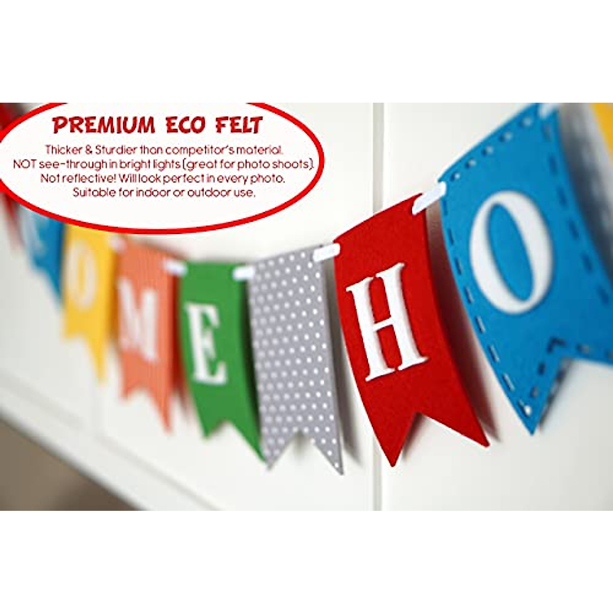 Welcome Home Banner Premium Felt Bunting Laser 54 inches wide - Party Colors