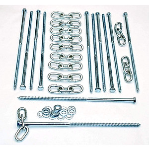 Lexar Industrial 12 pc Lag Screws 3/8 x 12 Tent Stakes Festival Kit with Chain Links and Washers