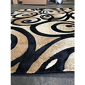 Contempo Modern Area Rug Contemporary Abstract Black Design 341 (4 Feet X 5 Feet 3 Inch)