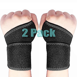 2 pcs Wrist Support Brace, Adjustable Wrist Brace Strap for Fitness, Weightlifting, Tendonitis, Carpal Tunnel Arthritis, Joint Pain Relief, Wrist Tendonitis (Black)