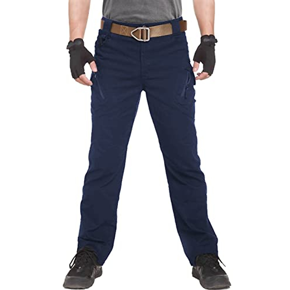 EUTROPOON Mens Cargo Pants Work Tactical Pants Lightweight Hiking Pants Ripstop Outdoor Combat Military Pants with 9 Pockets Navy Blue