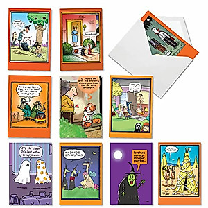 NobleWorks - 10 Funny Halloween Cards Assorted - Boxed Notecard Set, Humor Halloween Greetings - Halloween Humor AC3106HWG-B1x10