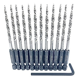 FTG USA Countersink Drill Bit Set 3 Pc #6 (9/64") Wood Countersink Drill Bit Pack Same Size Set with 12 Replacement Bits #6 (9/64") Tapered Countersink Bit, with 1 Hex Wrench,