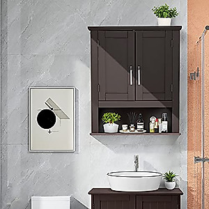 VINGLI Medicine Cabinet Bathroom Kitchen Office Wall Storage Cabinet Collection Floating Cabinet Orgaznier 2-Door Wall Cabinet Espresso