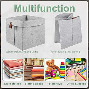 NEMTMCUA 6Pcs Storage Cubes, 9x9x10inch Felt Storage Cubes,Felt Fabric Cube Storage Bins,Cloth Cube Storage Bins,12L Foldable Fabric Storage Baskets Cubby for Organizing Clothes Toys (Light Grey)