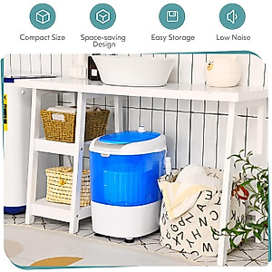 Mini Portable Washing Machine, 5.6 LBS Capacity Portable Washer and Spinner Combo with Spin Cycle Basket & Drain Hose, Semi-automatic Laundry Washer Machine for Apartment Dorm RV