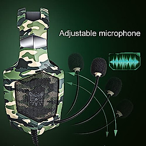 Gaming Headset with Microphone, Gaming Headphones for PS4 PS5 Xbox One PC with LED Lights, Playstation Headset with Noise Reduction 7.1 Surround Sound Over-Ear and Wired 3.5mm Jack (Red)