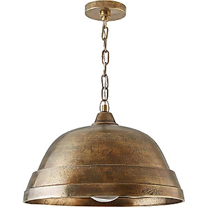Capital Lighting 330311XB Sedona Handcrafted Sand-Cast Aluminum Industrial Metal Dome Pendant, 1-Light 100 Watts, 12" H x 18" W, Oxidized Brass