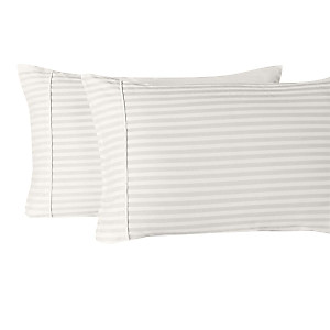 Royal Tradition Striped 300 Thread Count, 100 Percent Cotton 4PC Queen Bed Sheets Set with Deep Pockets, Ivory